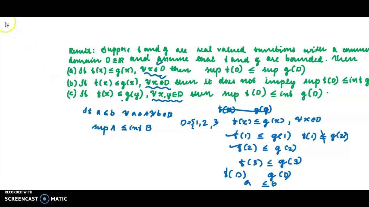 Supremum infimum relations of two functions having a common - YouTube