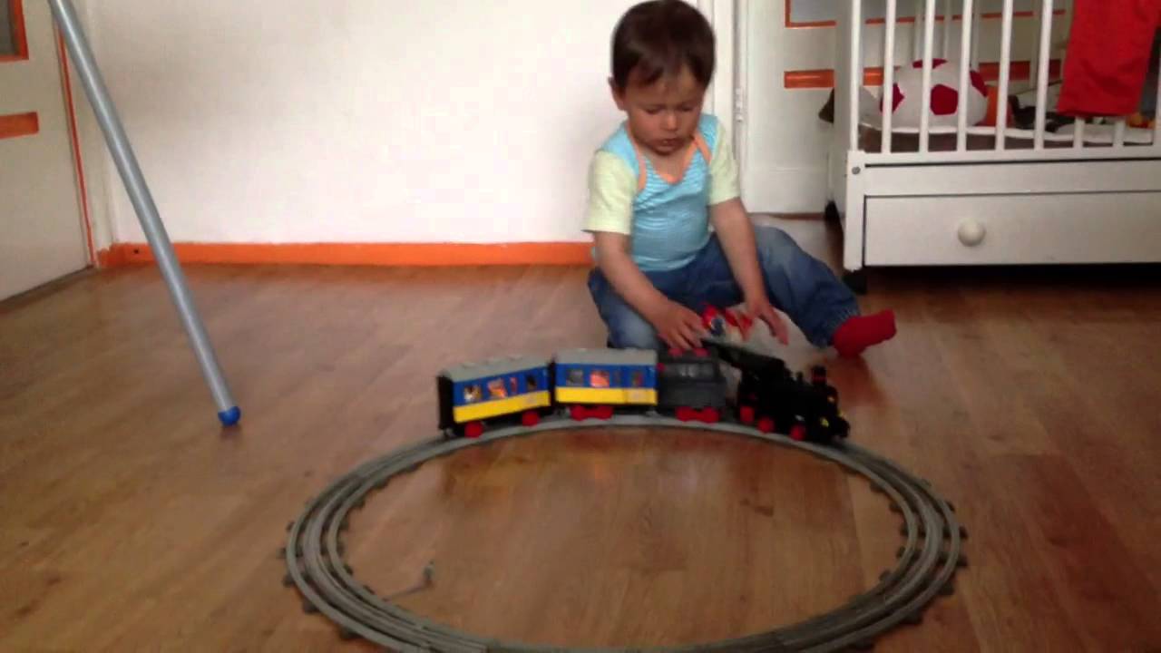 Adam playing with Lego train set 7710 MOD - YouTube