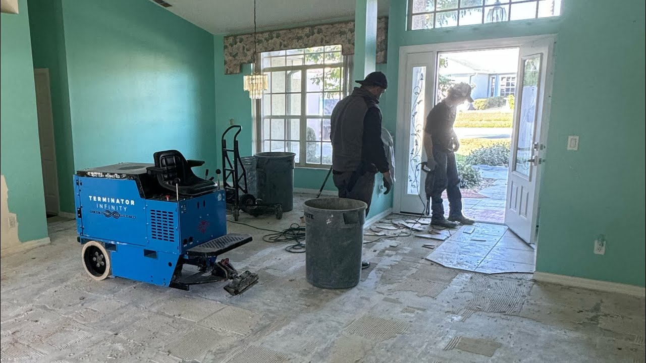 Fast‼️ ceramic tile removal with the Terminator floor scraper machine # ...