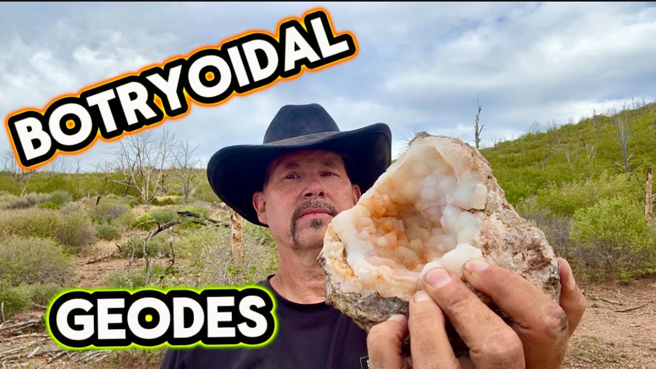 Botryoidal chalcedony geodes with a touch of carnelian - YouTube