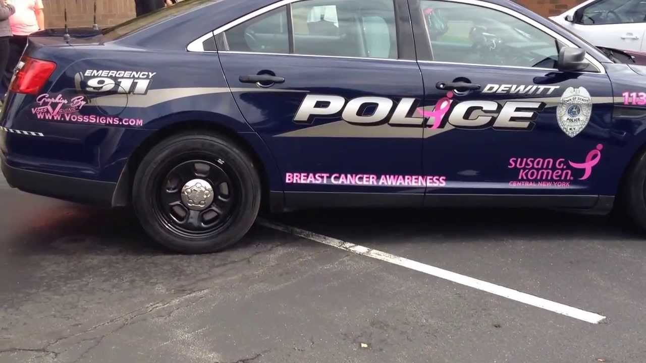 DeWitt Police unveil Patrol Car supporting Breast Cancer - YouTube