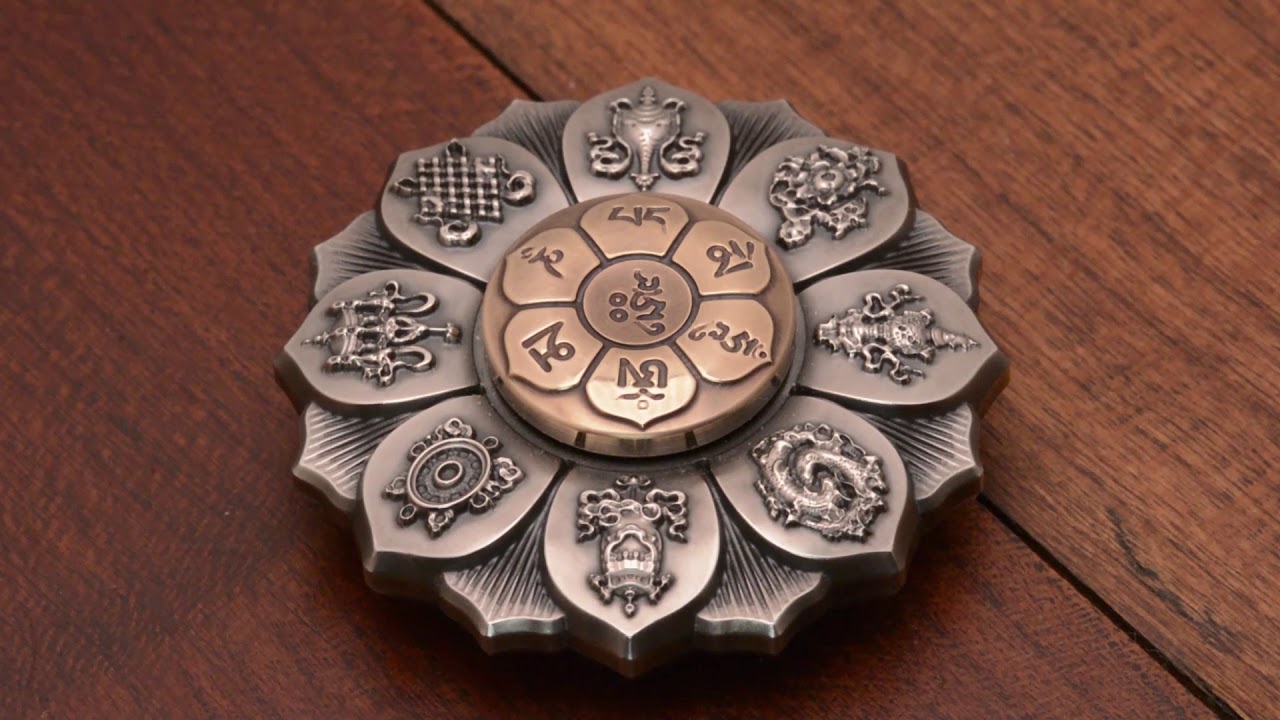 Cupronickel/Brass Dharma Wheel + Lotus Blossom Fidget Spinner - Warping ...