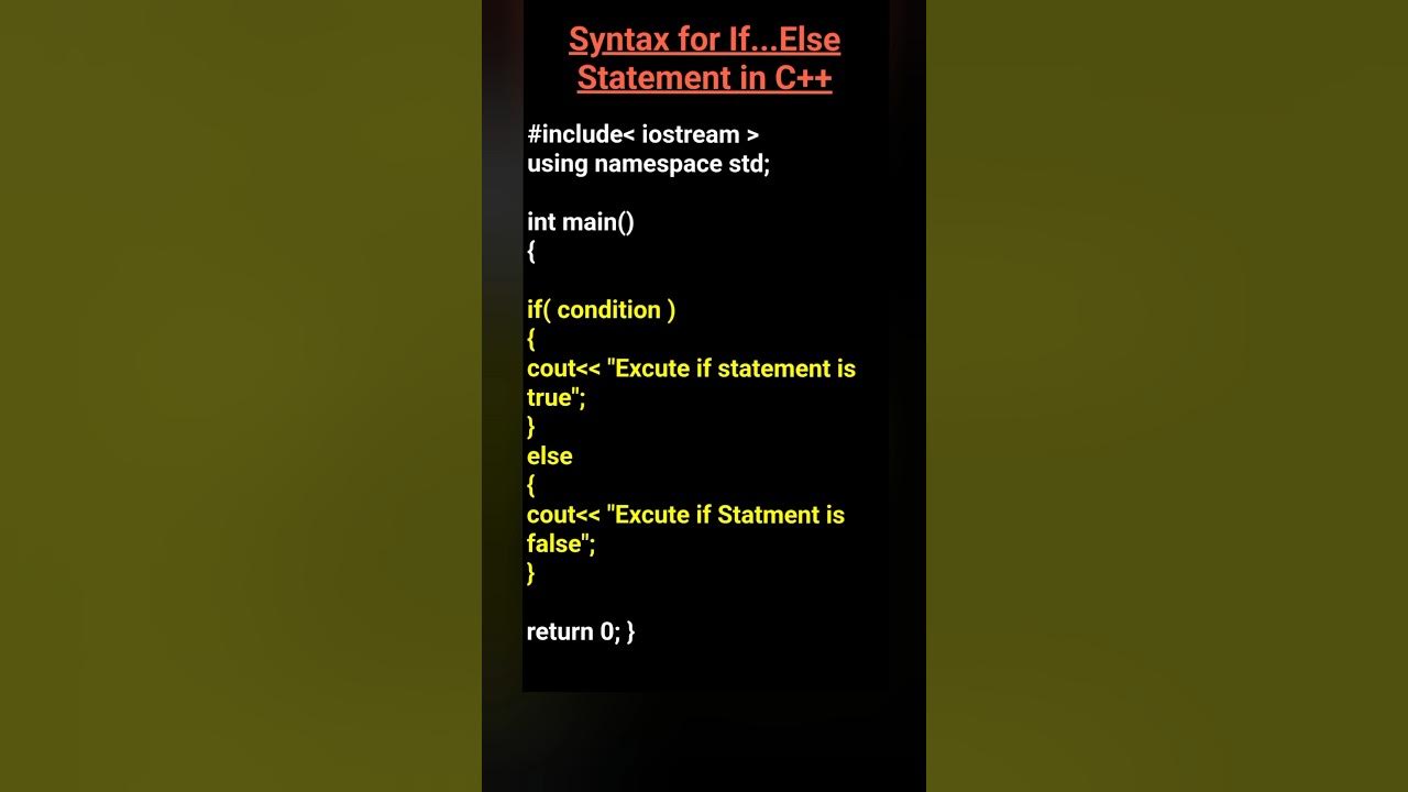 Syntax for If...Else Statement in C++ #ifelse #cpp #beginners - YouTube