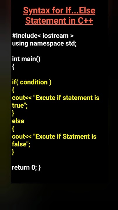 Syntax for If...Else Statement in C++ #ifelse #cpp #beginners - YouTube