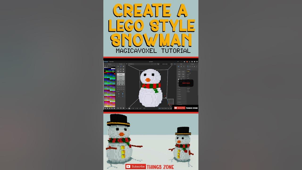 MagicaVoxel Tutorial/How to create a Lego style snowman. Cómo crear un muñeco de nieve estilo ...
