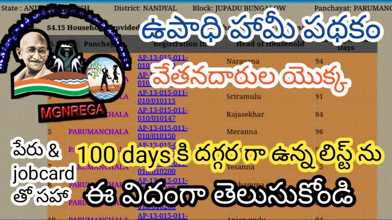 Upadhi hami work 100 days nearest list/ karuvu pani 100 days nearest ...