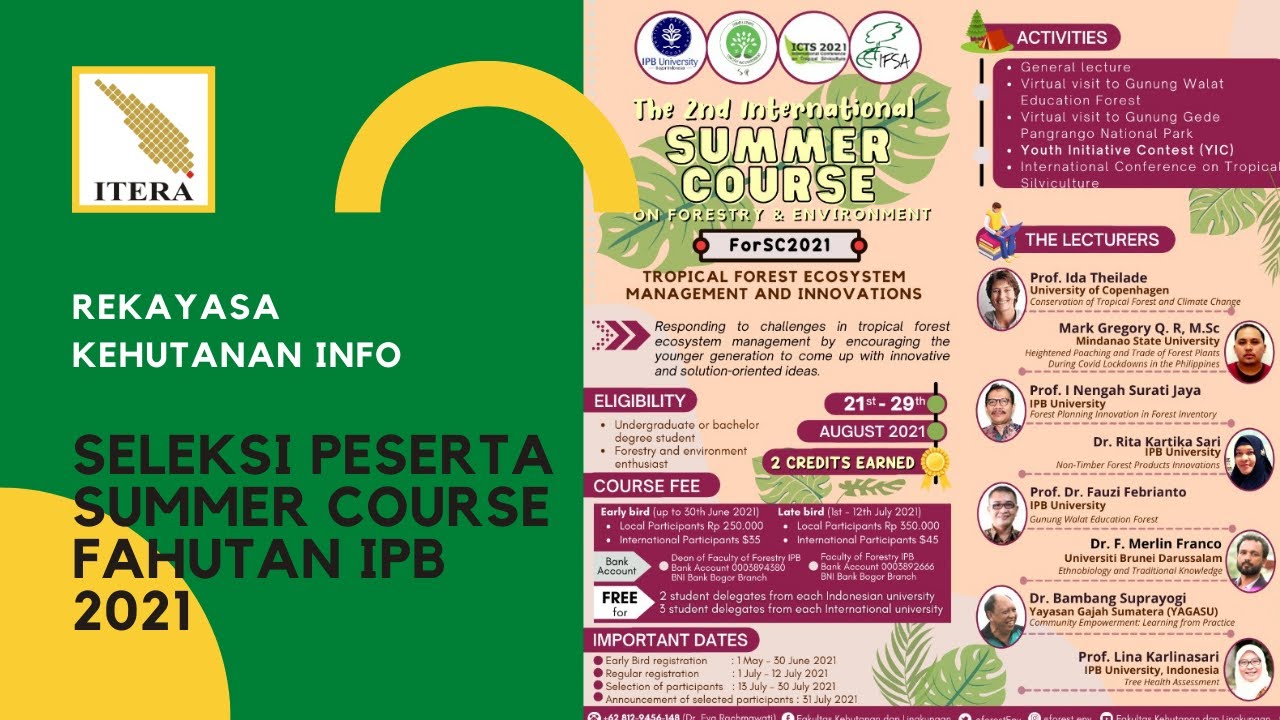 SELEKSI PESERTA SUMMER COURSE FAHUTAN IPB 2021 - YouTube