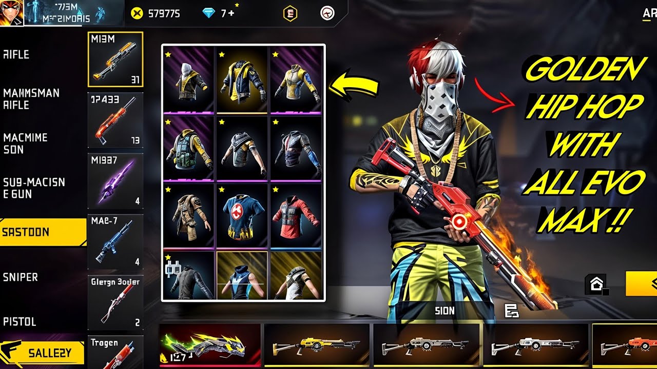 Golden Hip Hop WITH OLD BUNDLE COLLECTION || All EVO MAX !! FREE FIRE ...