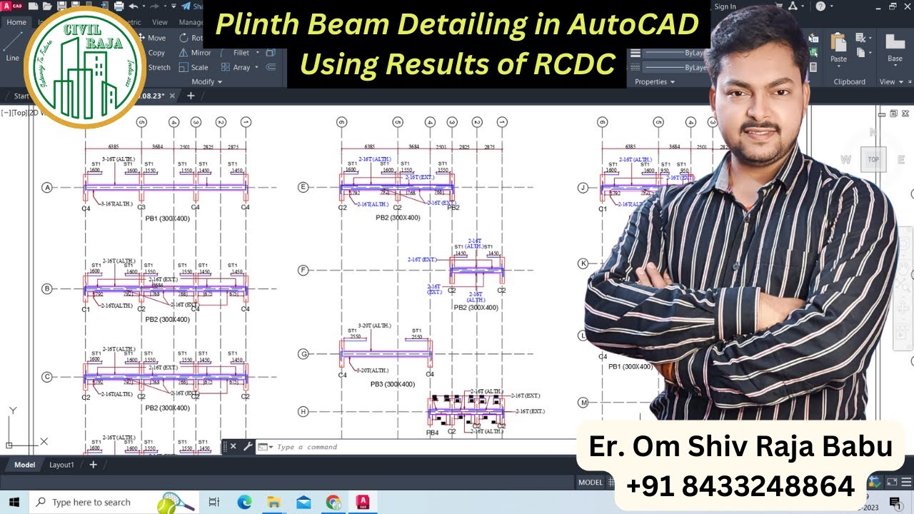 Complete Beam Detailing in AutoCAD/ Plinth Beam Details/ Site Execution ...
