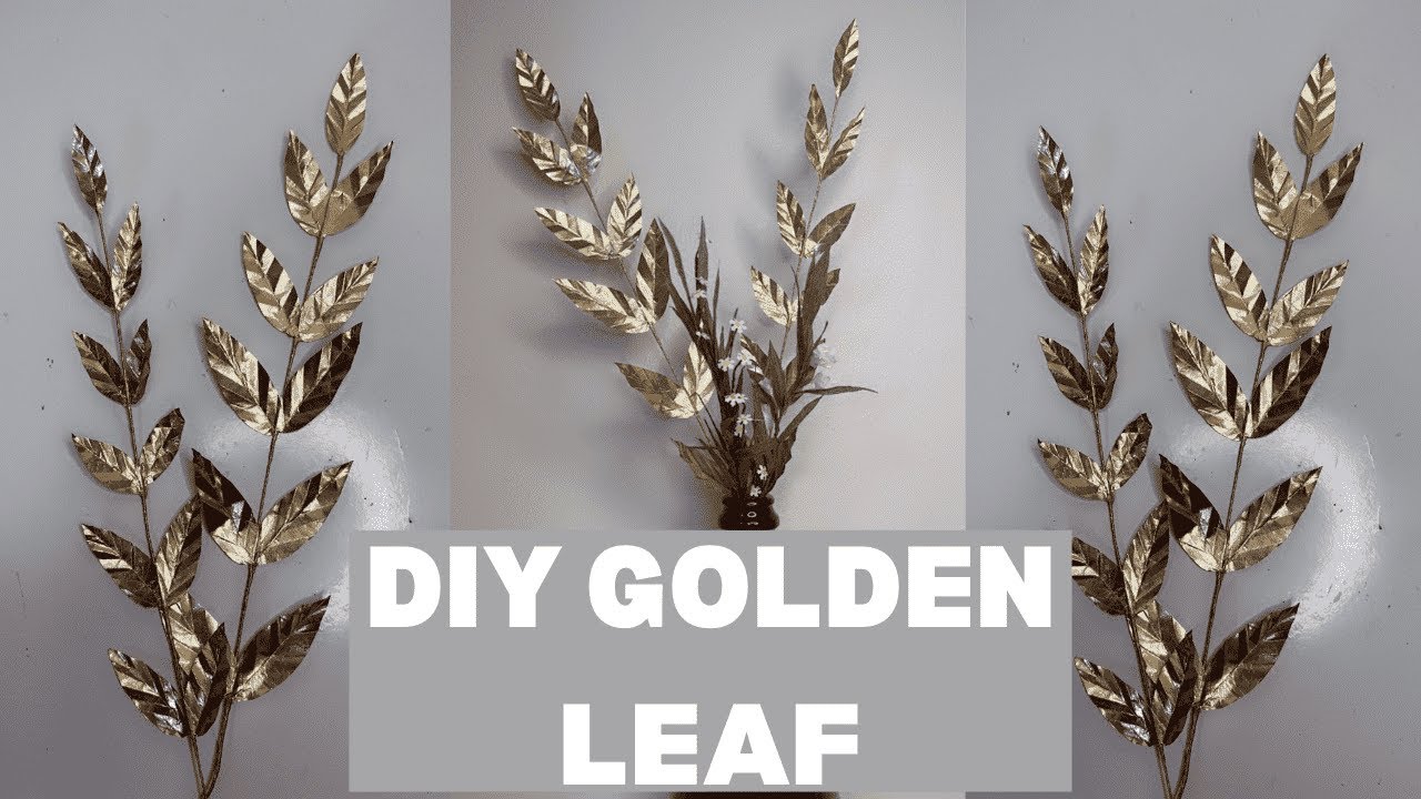 How to Make DIY Golden Leaves | Paper leaves For Flower Arrangements ...