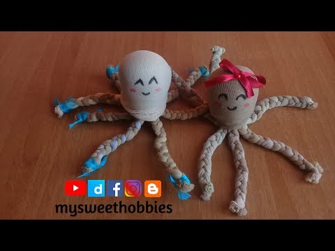 How to make an octopus toy out of tights - pantyhose  DIY ince ten çoraptan oyuncak ahtapot