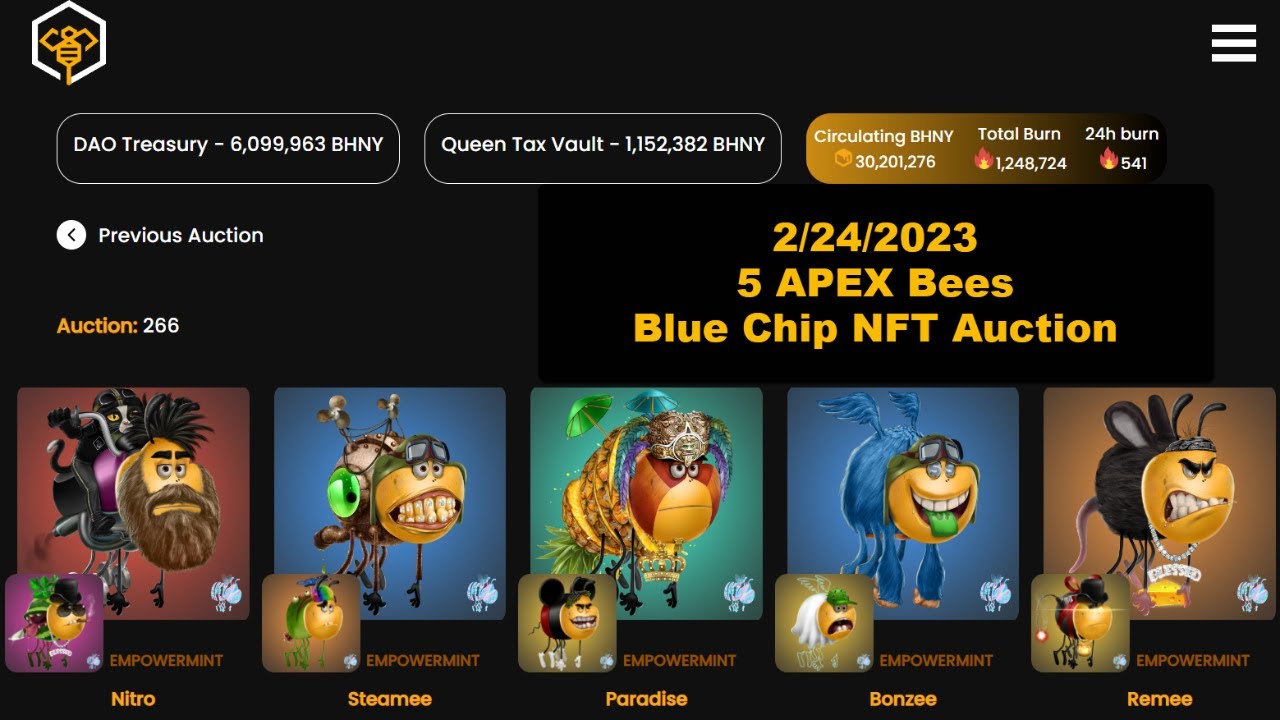 5 APEX Bees | Blue Chip NFT | Auction - YouTube