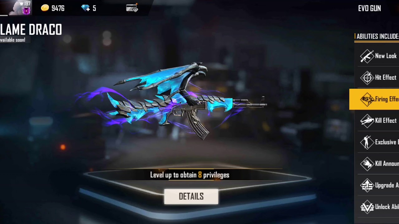 New skin free fire/new skin blue Flame draco/dragon ak version.2/free ...