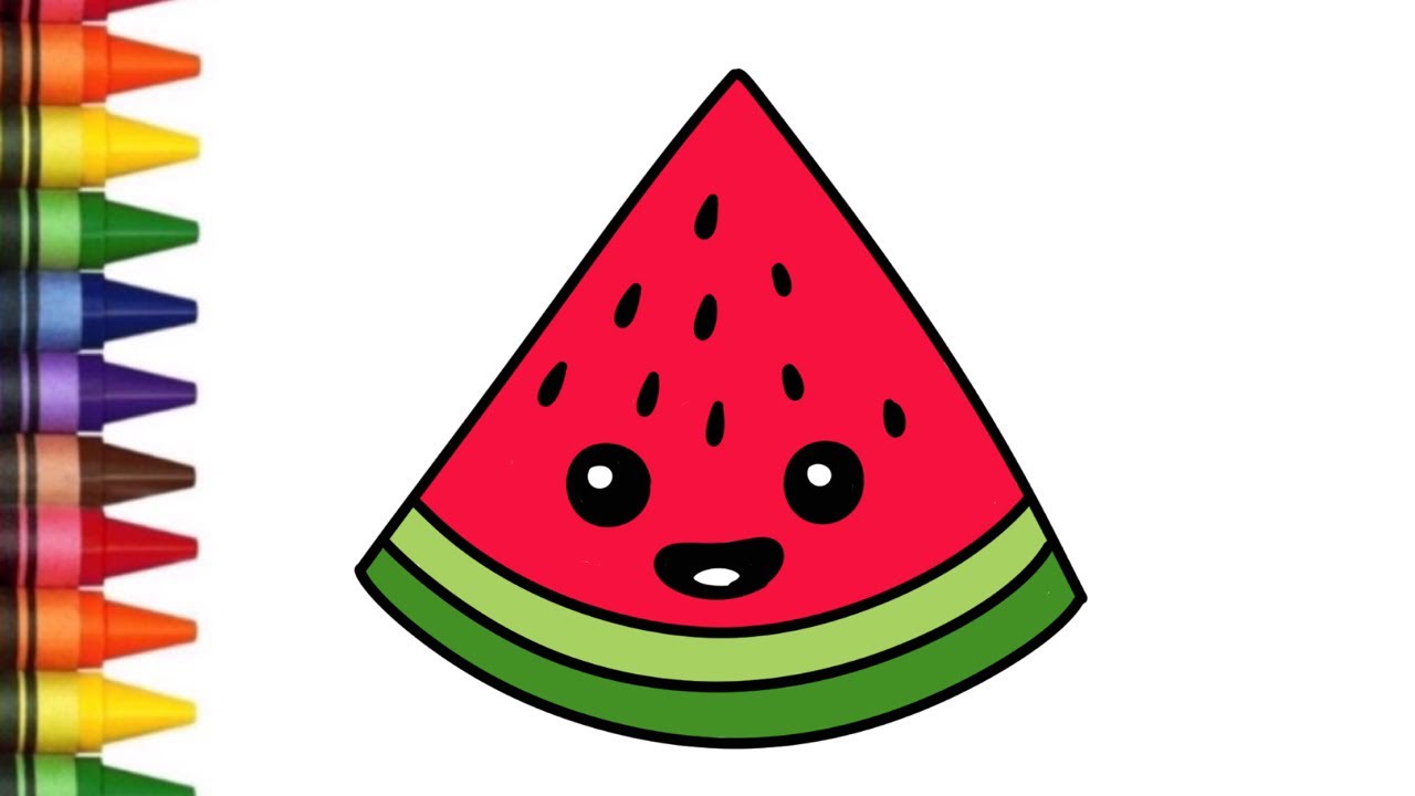 How to Draw a Watermelon Slice easy for Kids | Cute Little Drawings ...