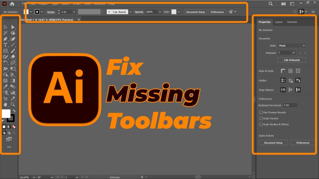 How to Show Toolbar in Illustrator + also show all missing tools - YouTube