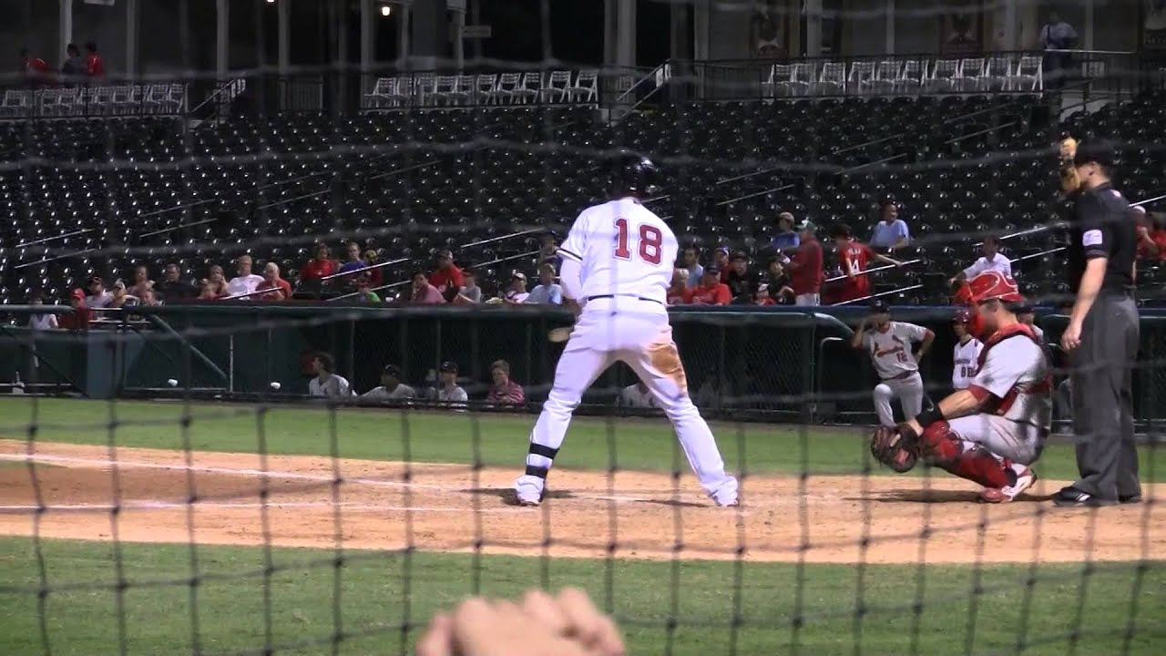 Trever Adams doubles in the 8th 8/5/14 Riders vs Cardinals - YouTube