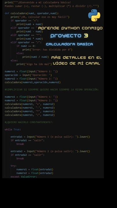 Calculadora básica en Python en 1 Minuto #Python #ProyectosPython - YouTube
