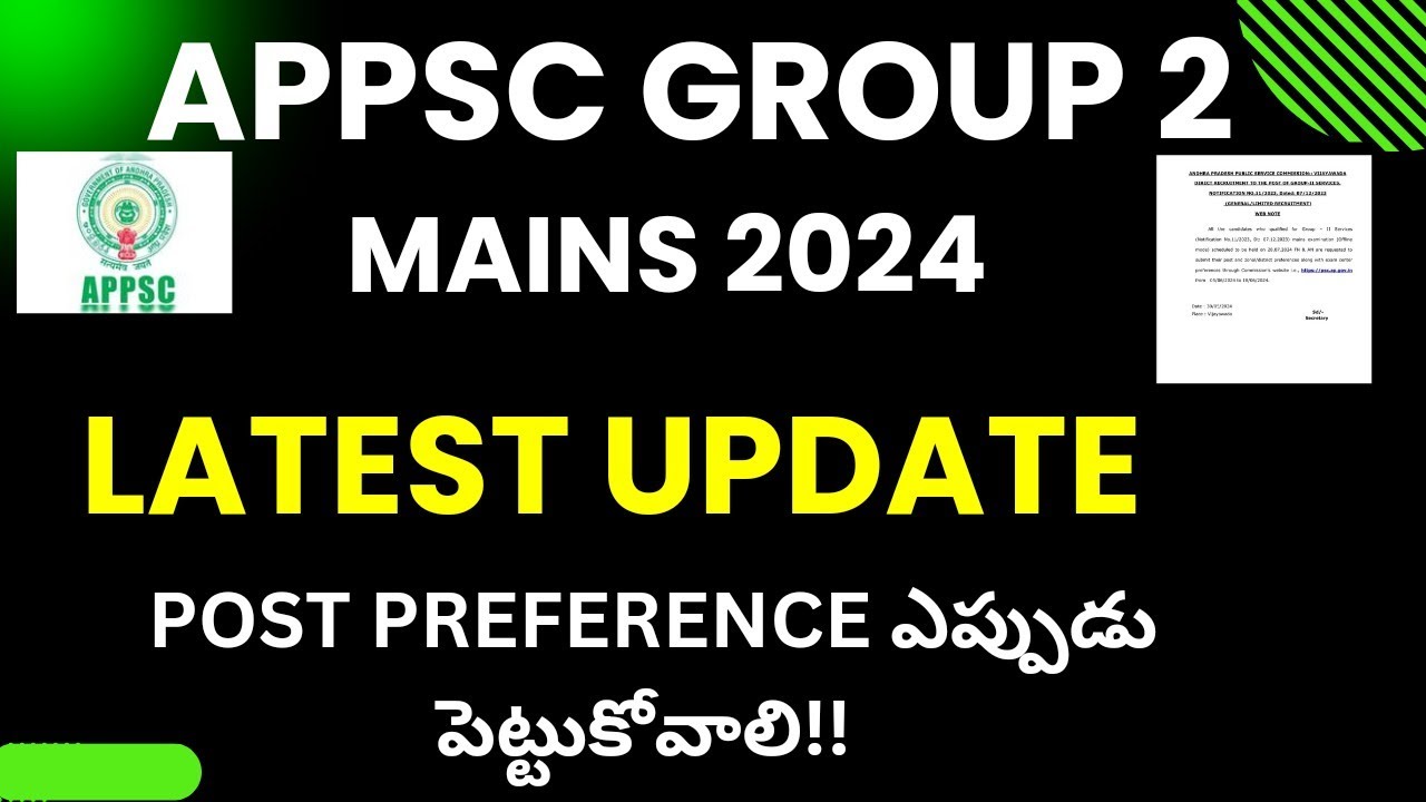 APPSC GROUP 2 MAINS 2024|POST PREFERENCE |APPSC LATEST UPDATES 2024 ...