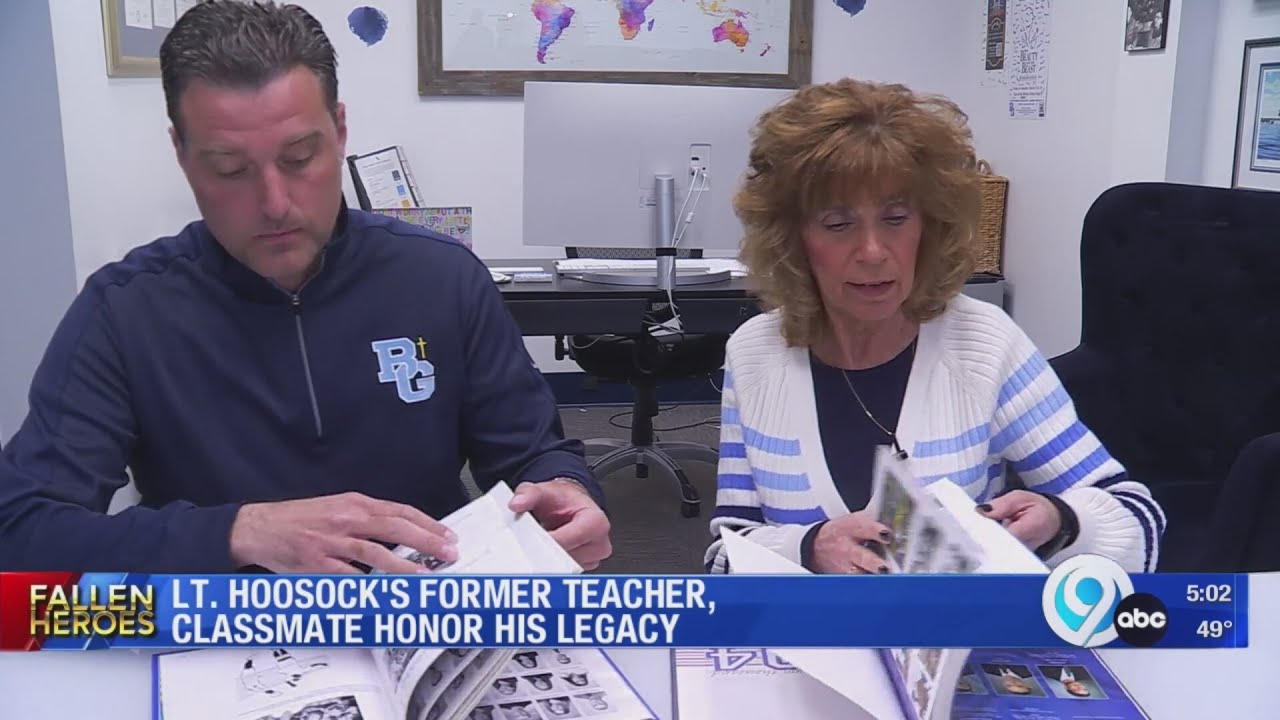 Lt. Hoosock's former teacher and classmate honor his legacy - YouTube
