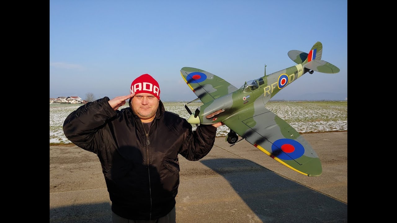 Avios Spitfire MkVb Super Scale 1450mm (PNF) Maiden flight and crash ...