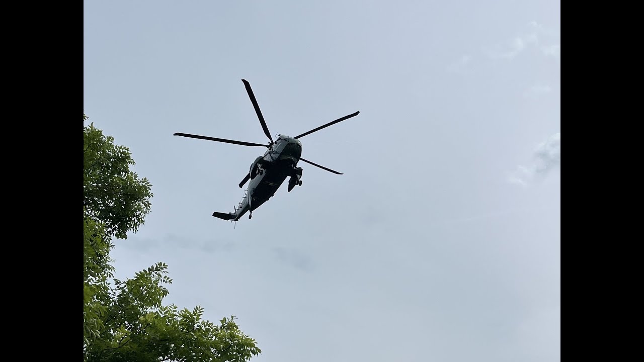 2nd VH-3D Seaking "Marine One" helicopter landing at Omaha Beach DZ ...
