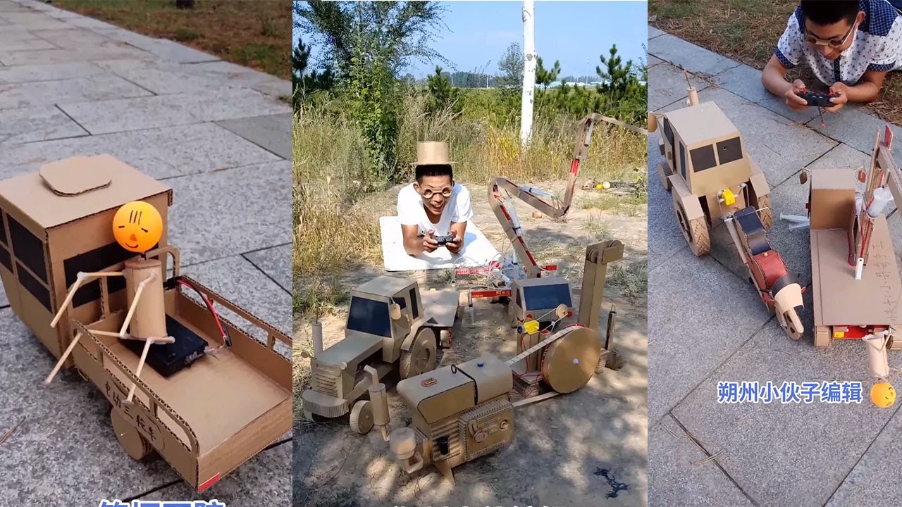 DIY ! How To make excavator | Creative excavator by boxes - YouTube