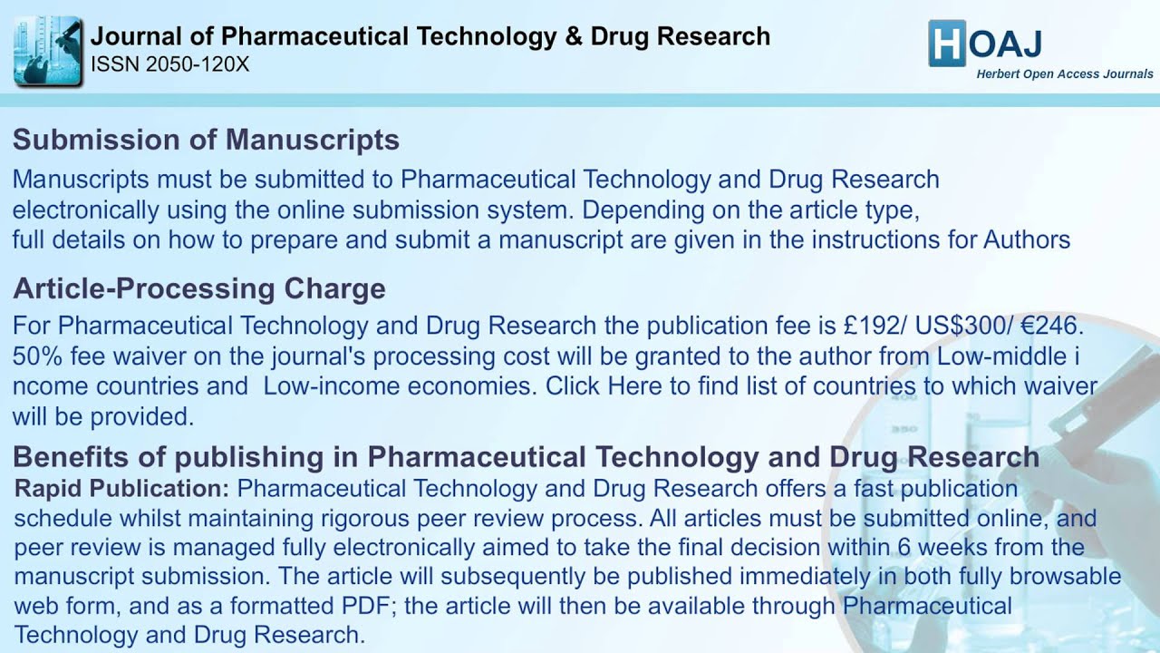 Journal of Pharmaceutical Technology & Drug Research - YouTube