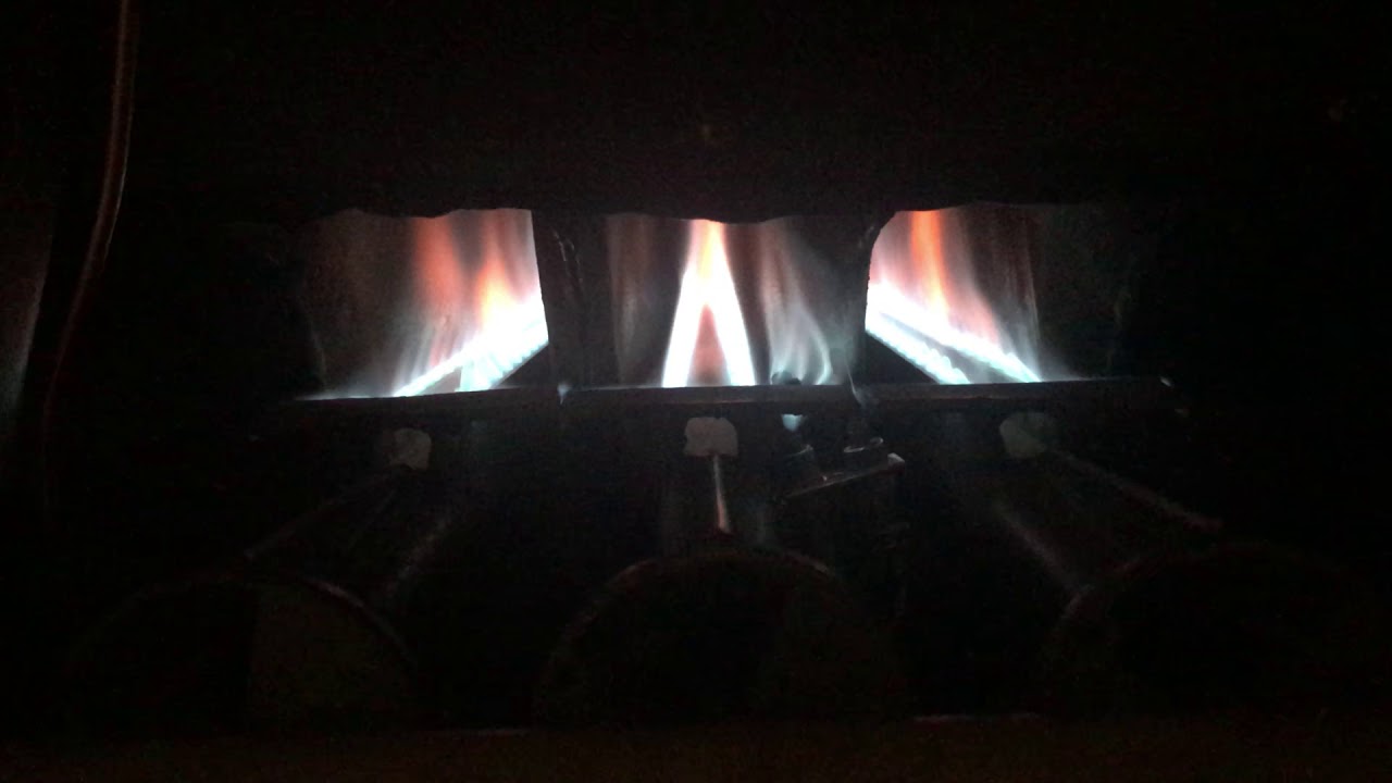 Burning Characteristics of Old Standing Pilot Furnace - YouTube