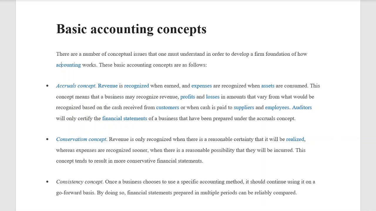 Basic Accounting Concept - YouTube