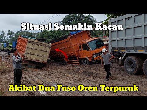 Ketika Nyali Dan Skill Hebat Sopir Fuso Oren 220 HD Harus Tunduk Dijalan Kubangan Lumpur Ini