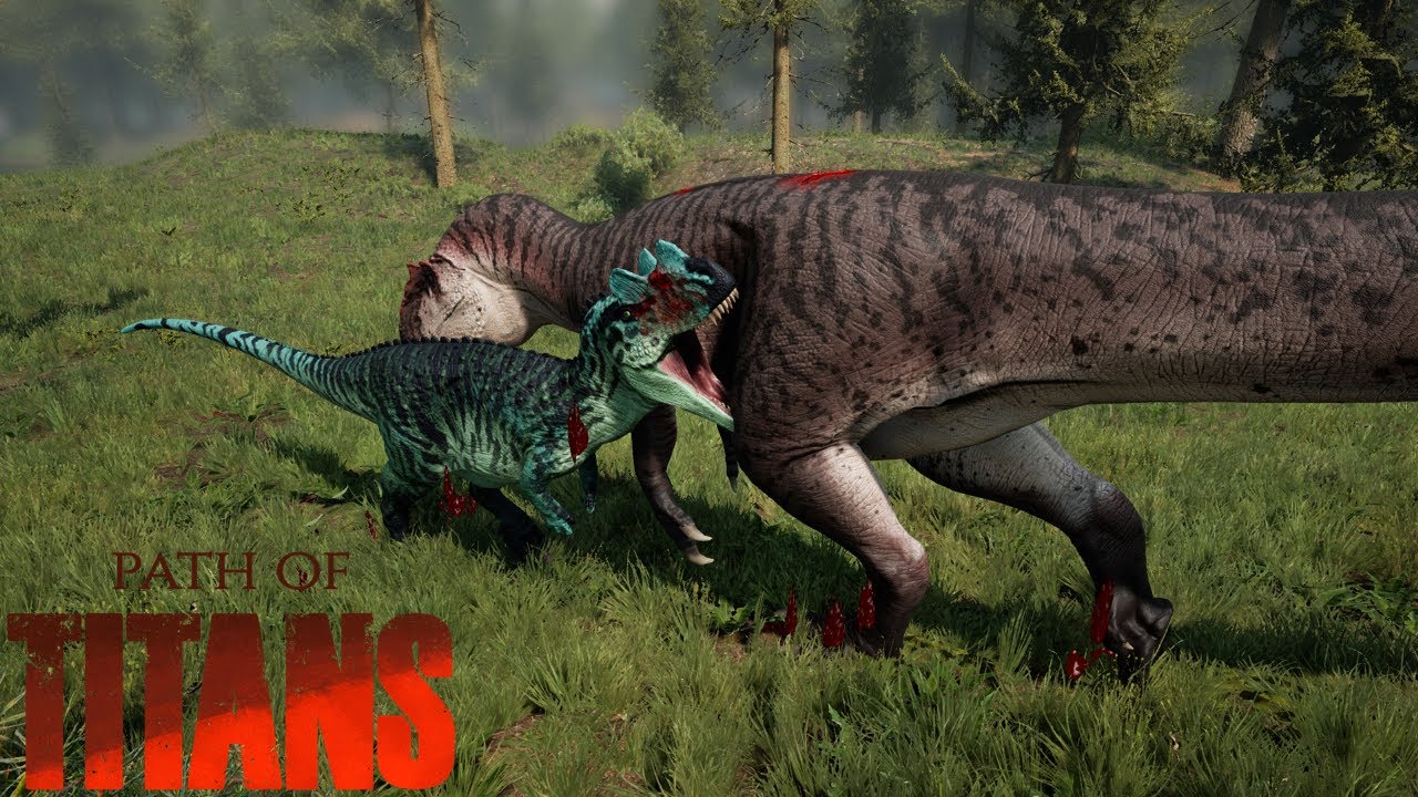 Ceratosaurus vs Allosarus - Path of Titans - Obsidian Jungle - YouTube