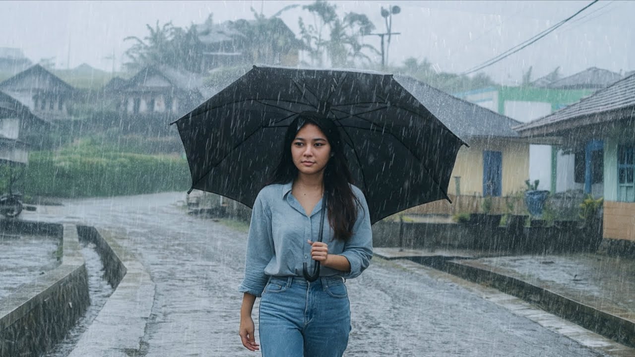 WALKING IN HEAVY RAIN AND TERRIBLE LIGHTNING STORMS IN A PEACEFUL ...