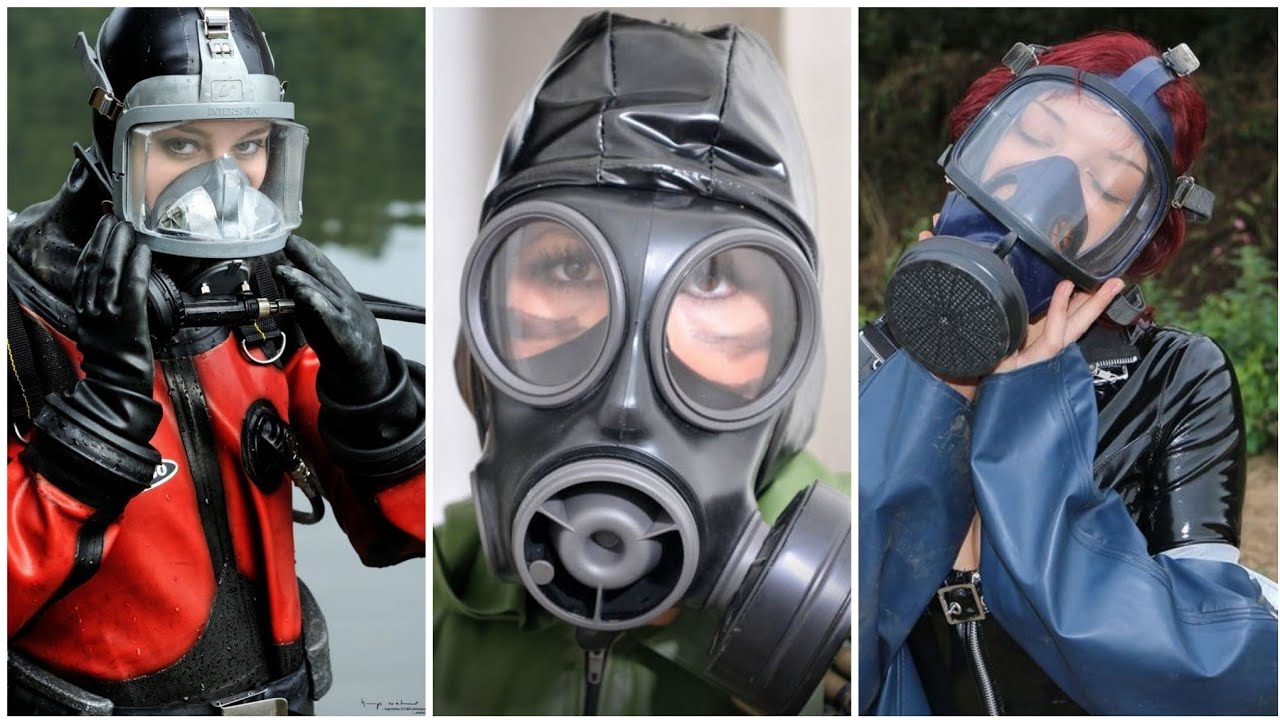 Crazy invention of latex full face gas masks and scuba diving gear ...
