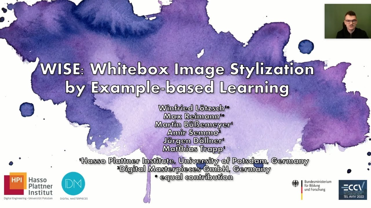 WISE: Whitebox Image Stylization by Example-based Learning - YouTube