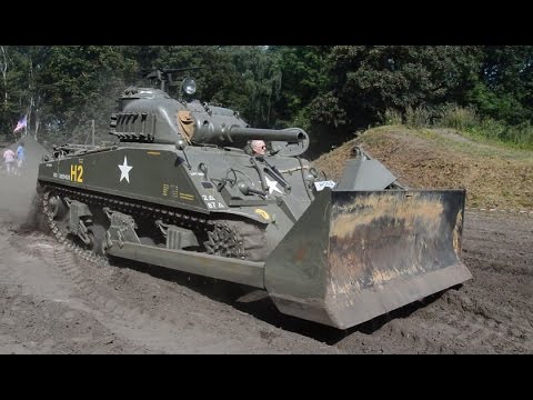 Sherman Tank Dozer in action! - YouTube