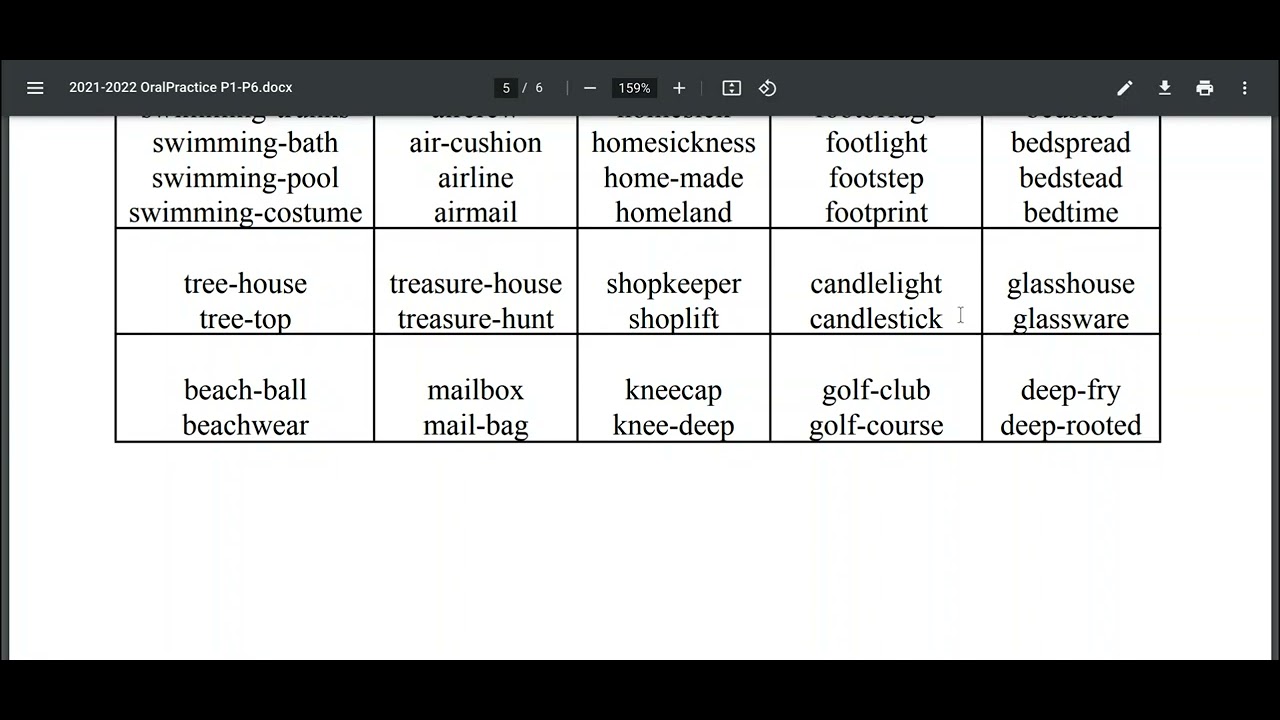 P5 Oral Practice Row 6 - YouTube