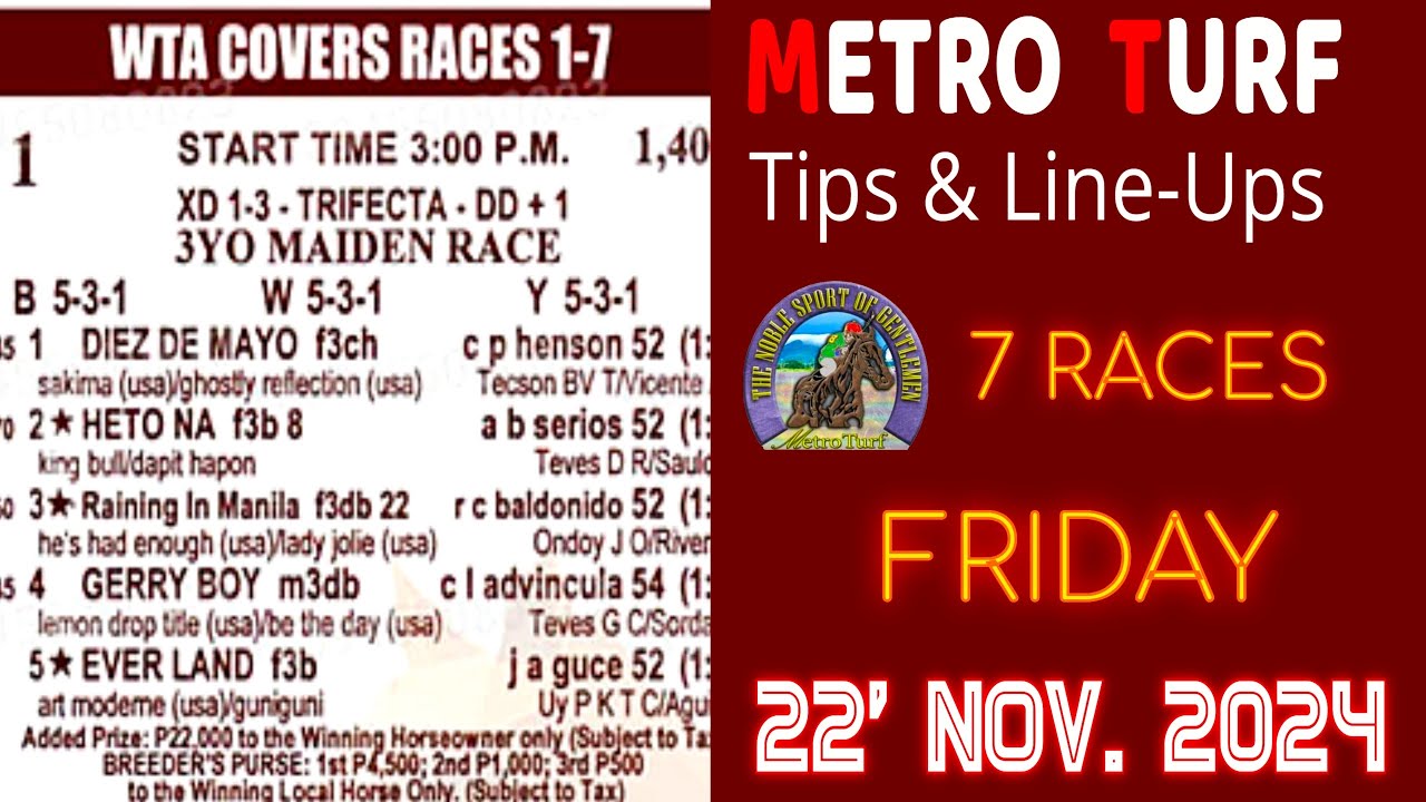 MMTCI LIVE RACING TIPS FOR FRIDAY | NOV. 22, 2024 | 3:00 PM START TIME ...