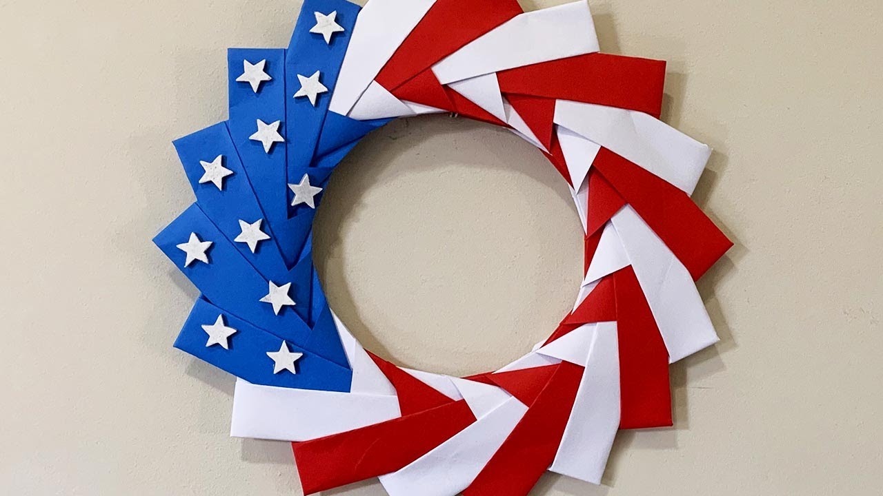 American Flag Origami Wreath / Last-minute Recycled Craft - YouTube