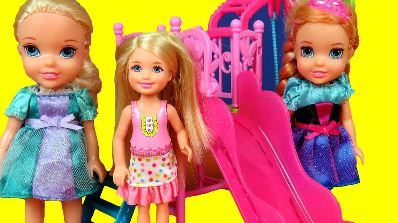 Slide, Swing & Monkey Bars Playing ! ELSA & ANNA toddlers play at the ...