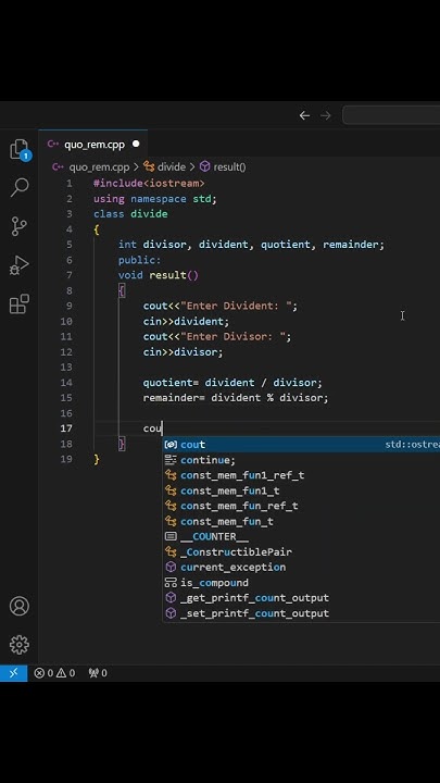 C++ Program: Find Quotient and Remainder || YouTube Shorts - YouTube