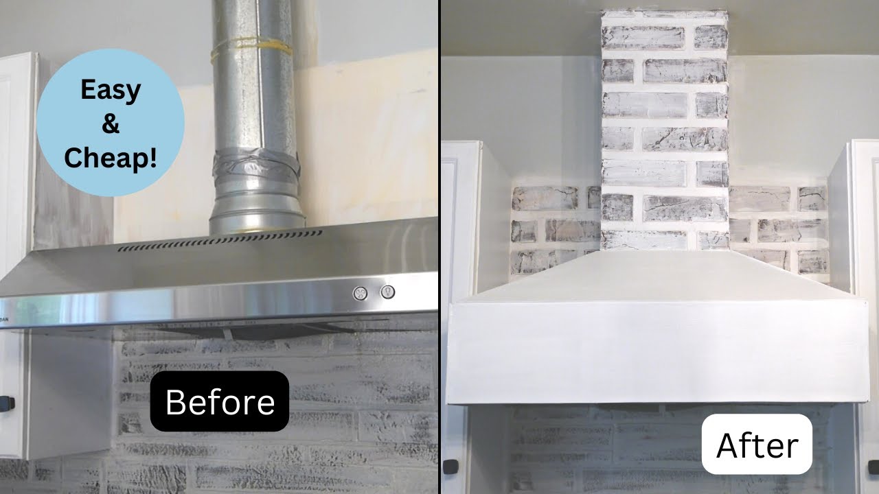 Kitchen Vent Redo with Faux Brick Chimney and Wood Façade - YouTube