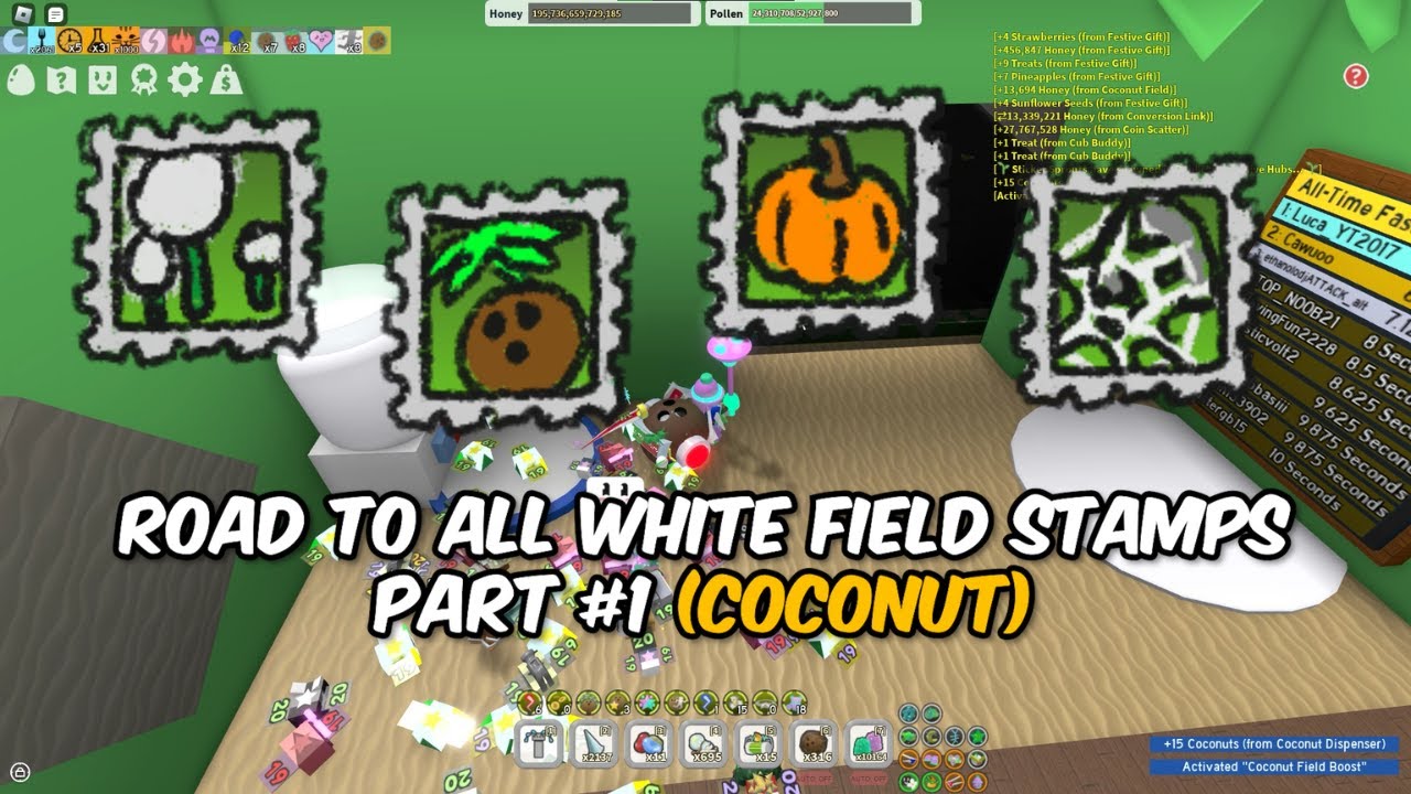 ROAD To All WHITE STAMPS PART #1 *Coconut* Bee Swarm Simulator - YouTube