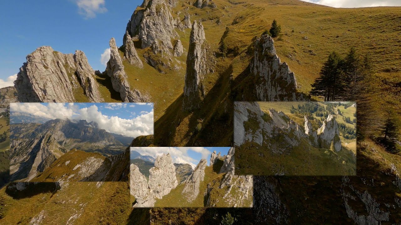 Flying between the "dragon teeth" in the swiss alps. Cinematic ...