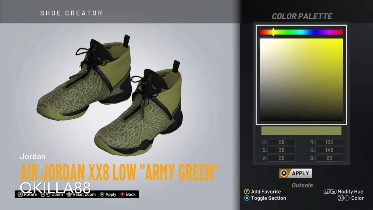 NBA 2k20 Shoe Creator | Air Jordan XX8 Low "Army Green" - YouTube