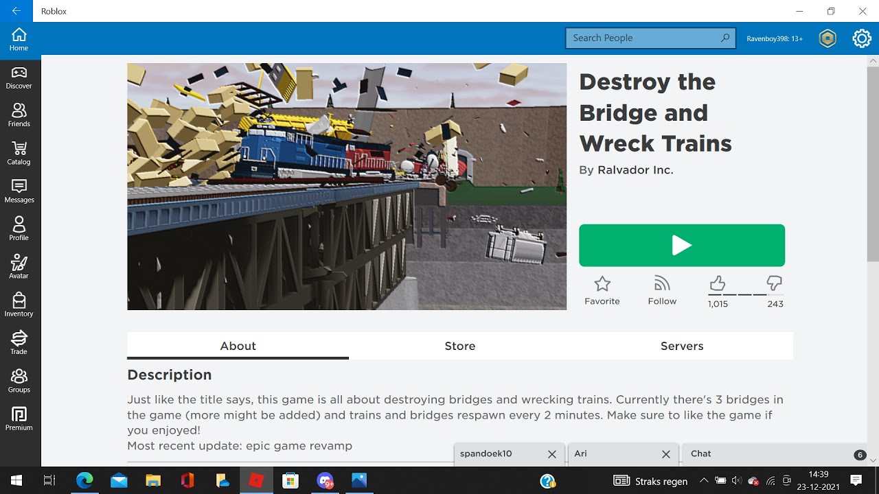 Roblox destroy the bridge and wreck trains. - YouTube