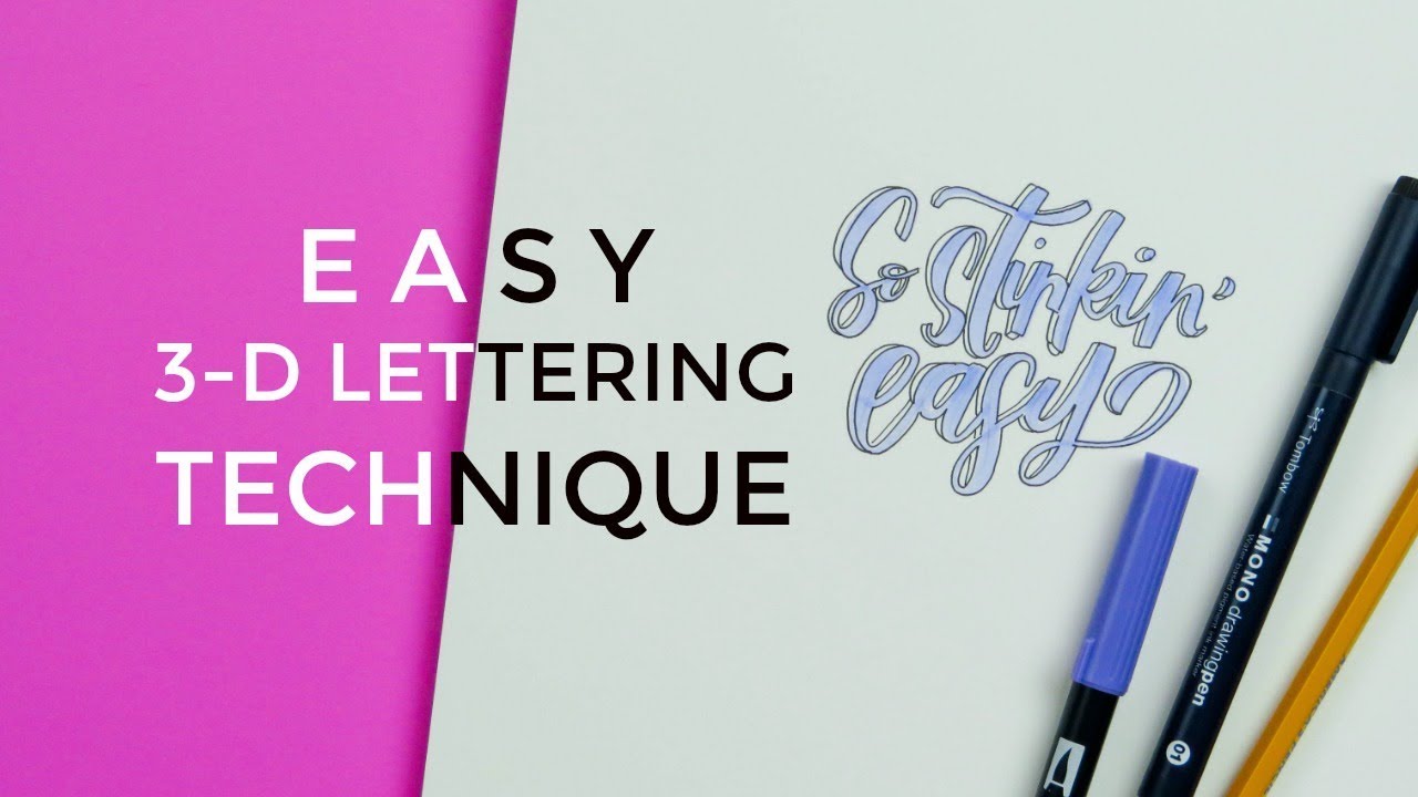 EASY 3D Lettering Technique Tutorial (Intermediate Level Brush ...