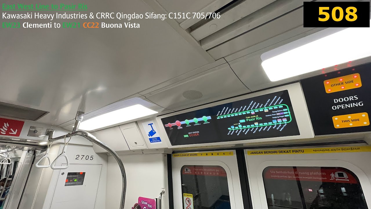 ⁴ᴷ [RARE KSFC EWL] SMRT Trains, EWL Train Ride [Clementi → Buona Vista ...