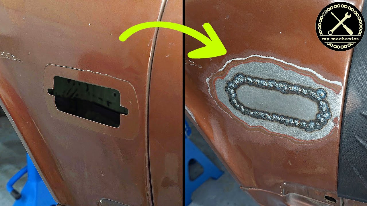 How to weld a Patch on a Car - Side Markers Delete 240Z - YouTube