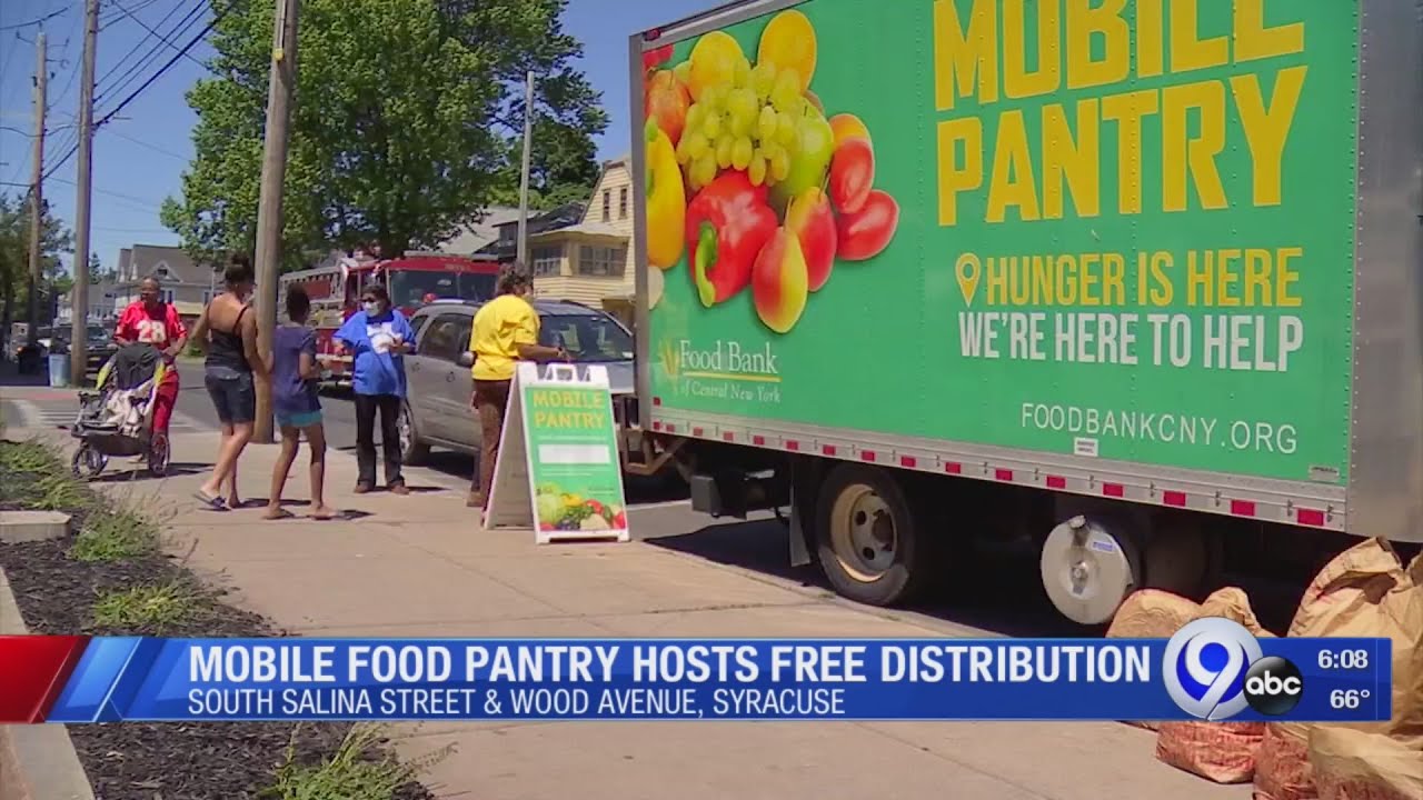 Mobile food pantry hosts free distribution - YouTube