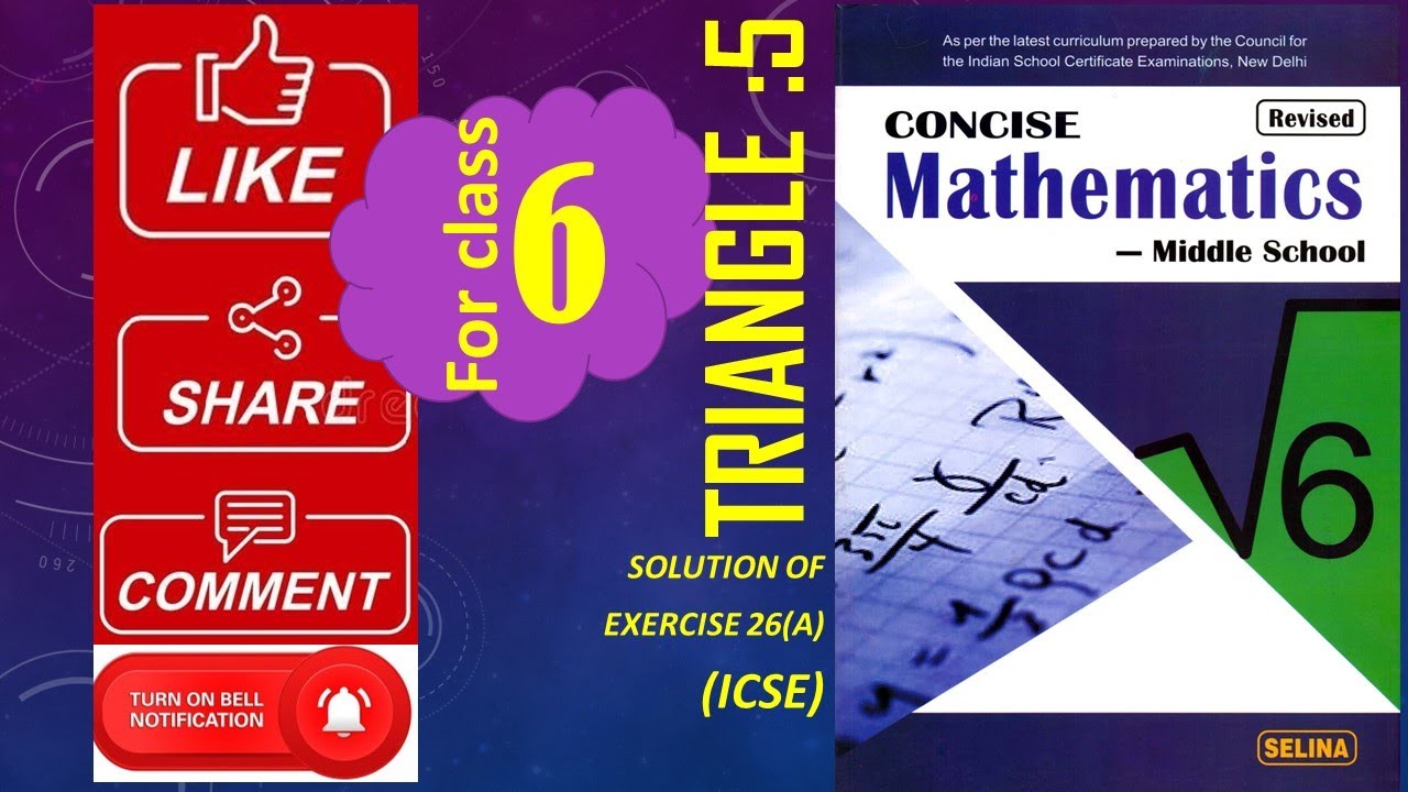 Exercise 26A Solution of Selina concise Mathematics for Class 6 - YouTube